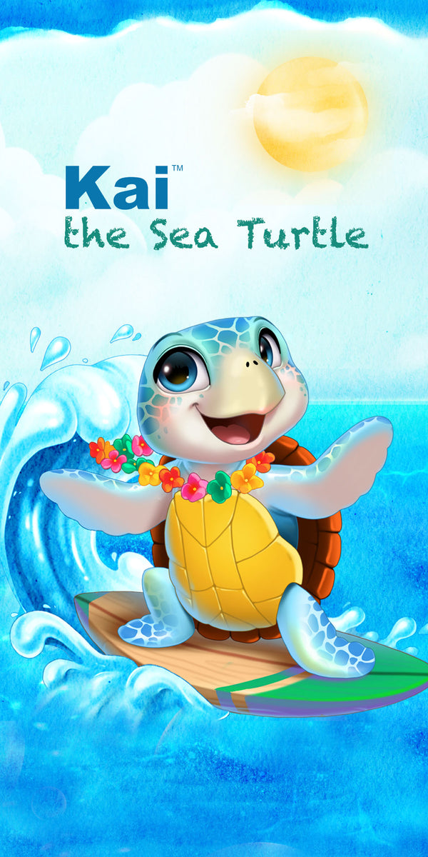 Microfiber Beach Towel w/ FREE Carrying Bag -- Kai™ the Sea Turtle #1 ...